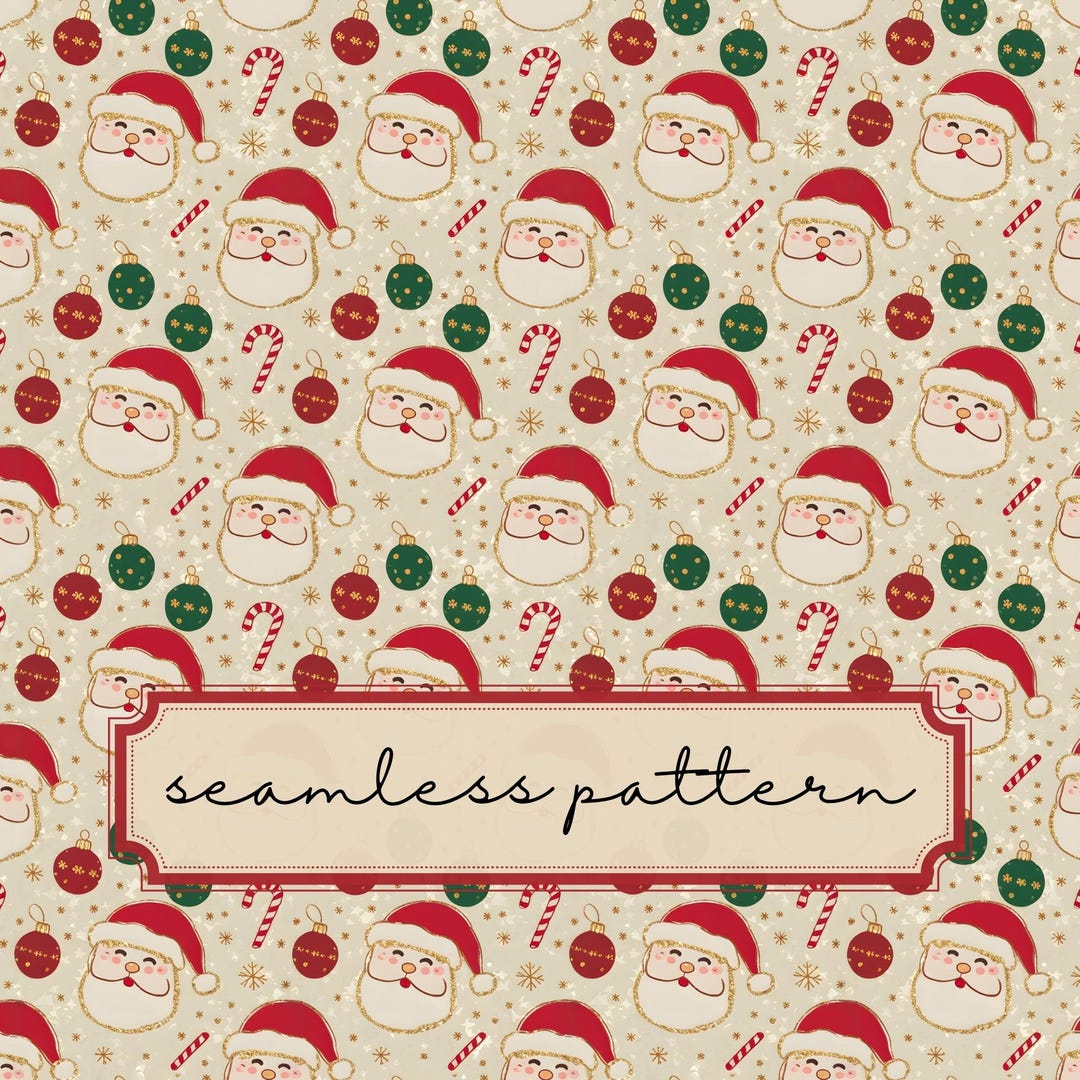 Seamless Santa Digital Paper Classic Christmas Design - Instant ...