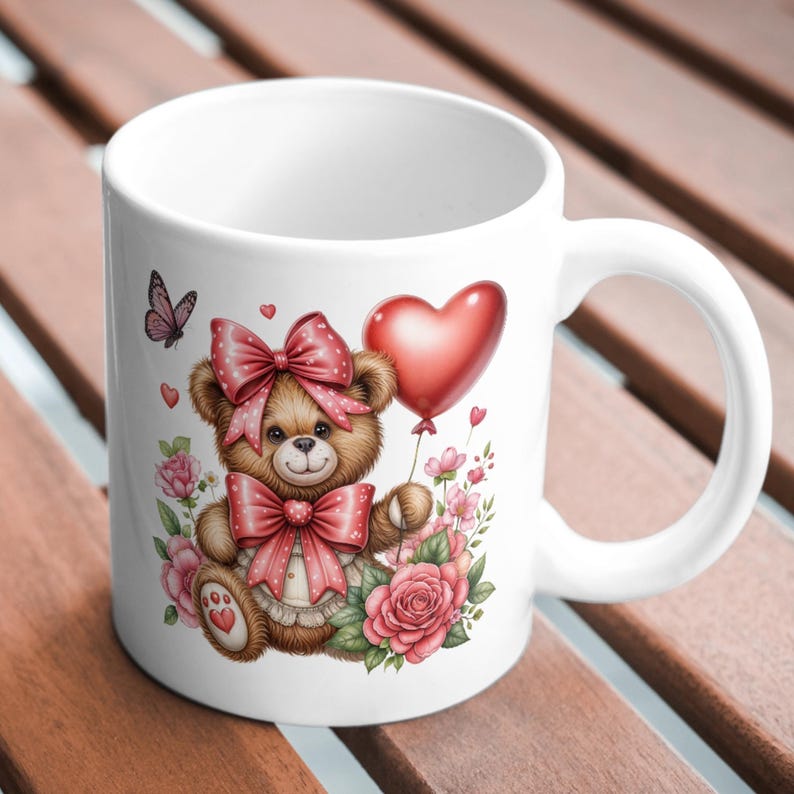 Cute Valentine Teddy Bear Clipart Set PNG - Heart Balloon Illustrations ...