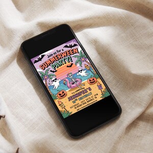 Summerween Party Invitation Template - Summer Halloween Pool and ...
