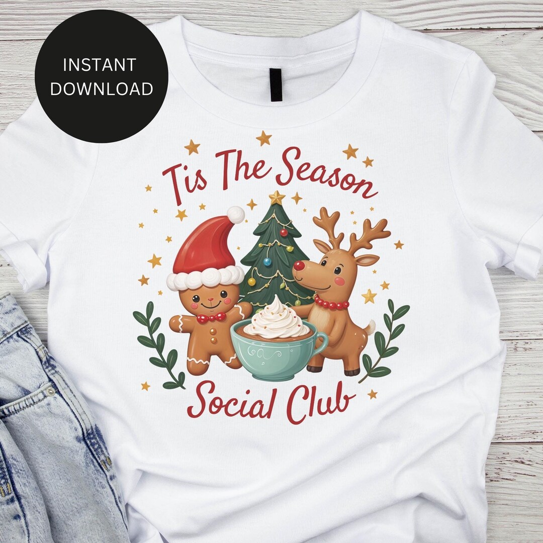 Cute Christmas Clipart Tis the Season PNG Instant Download - Etsy
