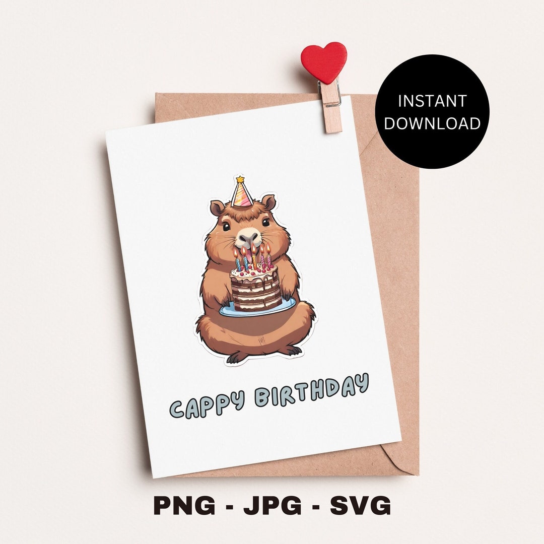 Digital Capybara Party: Cappy Birthday Capybara PNG, JPG, and SVG Files ...