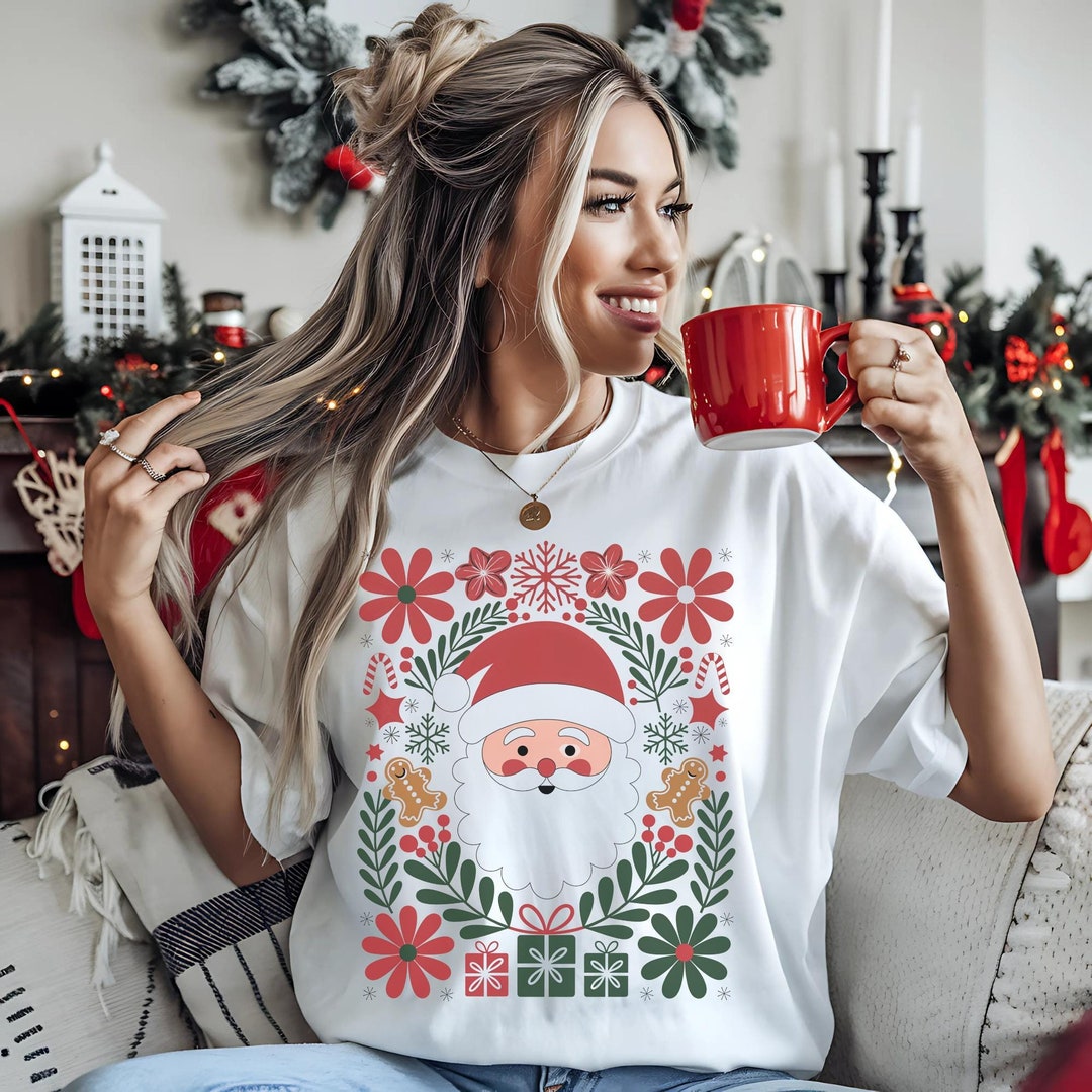 Whimsical Boho Santa Clipart Retro Cute PNG for Christmas Sublimation ...