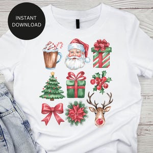 Vintage Christmas Clipart PNG Retro Holiday Graphics Sublimation ...