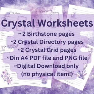Crystal Worksheets Digital Download DIN A4 PDF Printable - Etsy