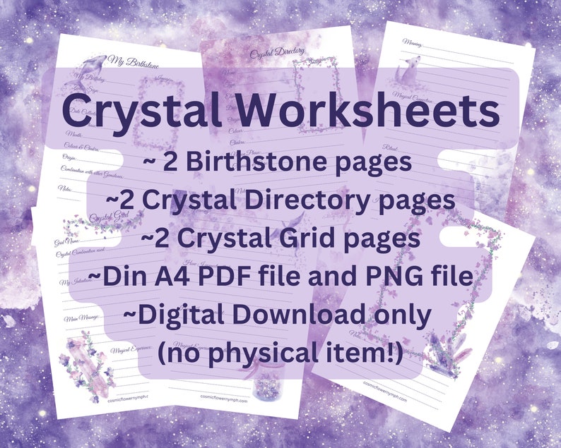 Crystal Worksheets Digital Download DIN A4 PDF Printable - Etsy