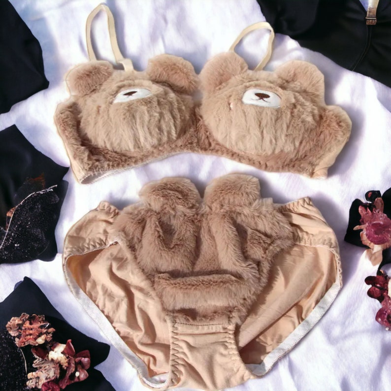 Winter Bra Panty Lingerie Set, Perfect Gift, Cute Teddy Embroidery ...