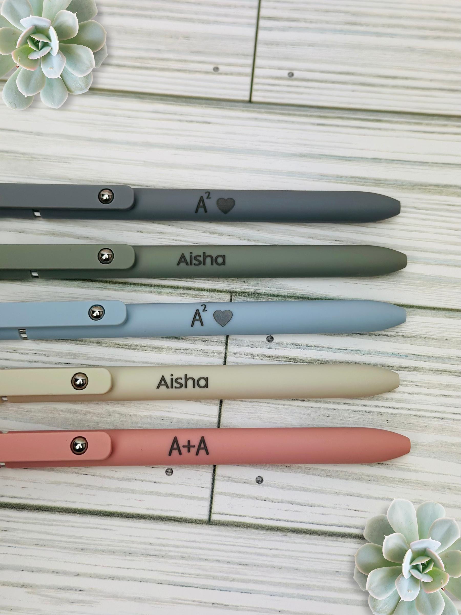 Personalized Gel Pen Set: Morandi Colors, Custom Pens With Dark ...
