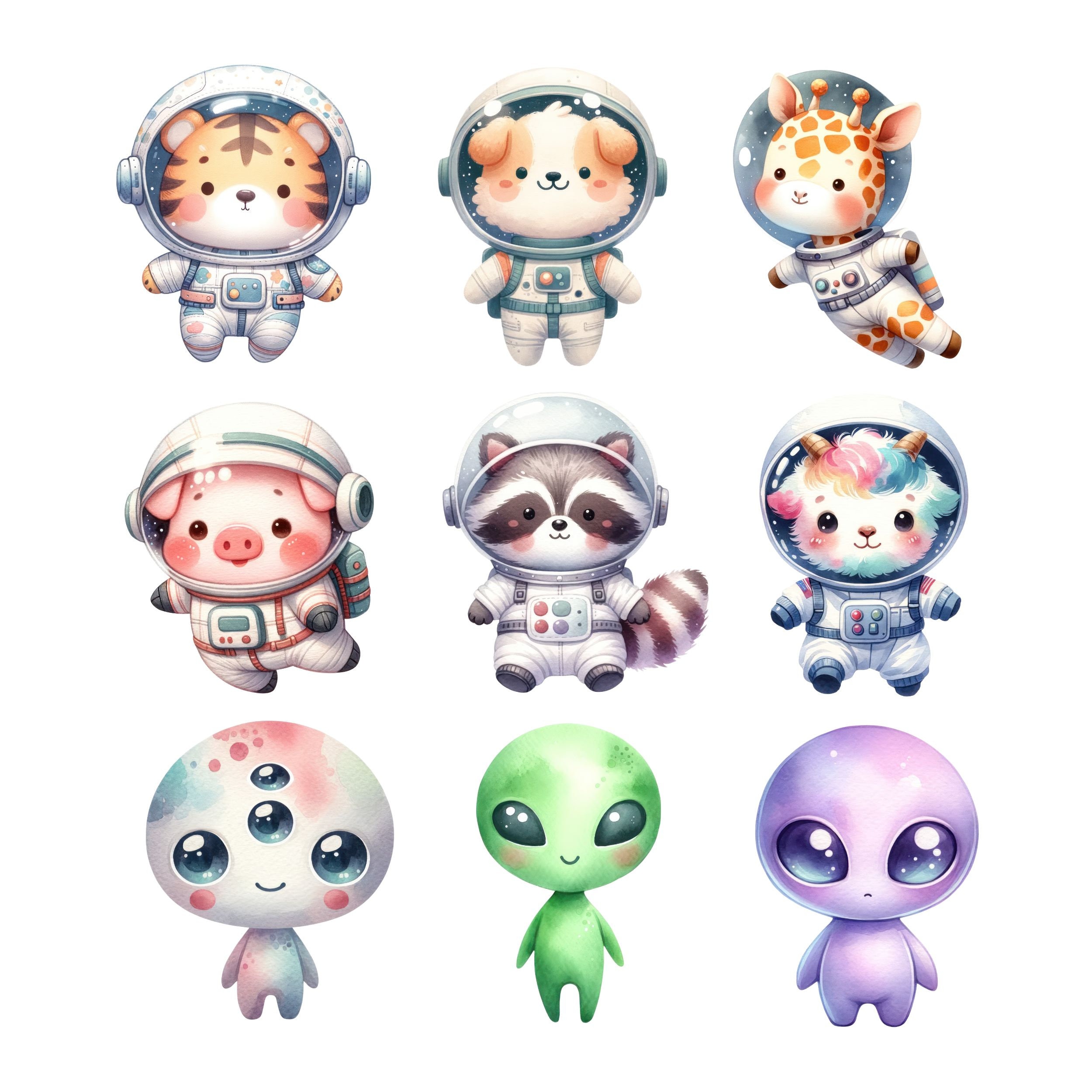 Cute Space Watercolor Clipart Bundle, Outer Space Clipart, Galaxy ...