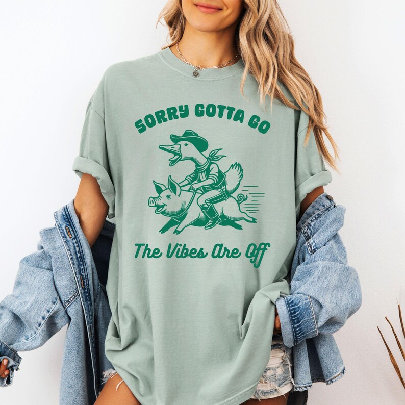 Sorry Gotta Go the Vibes Are off SVG+PNG, Funny Vintage Cowboy Duck ...