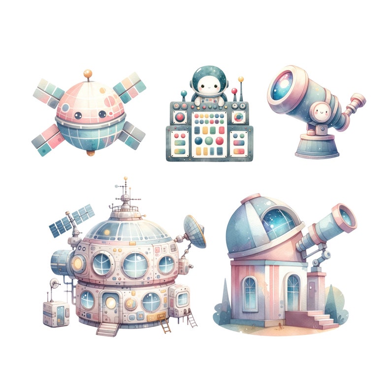 Cute Space Watercolor Clipart Bundle, Outer Space Clipart, Galaxy ...