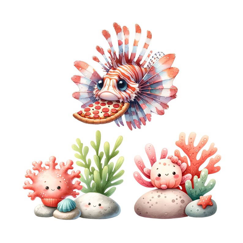 Cute Under the Sea Watercolor Cliparts Bundle, 30 PNG, Nursery Decor ...