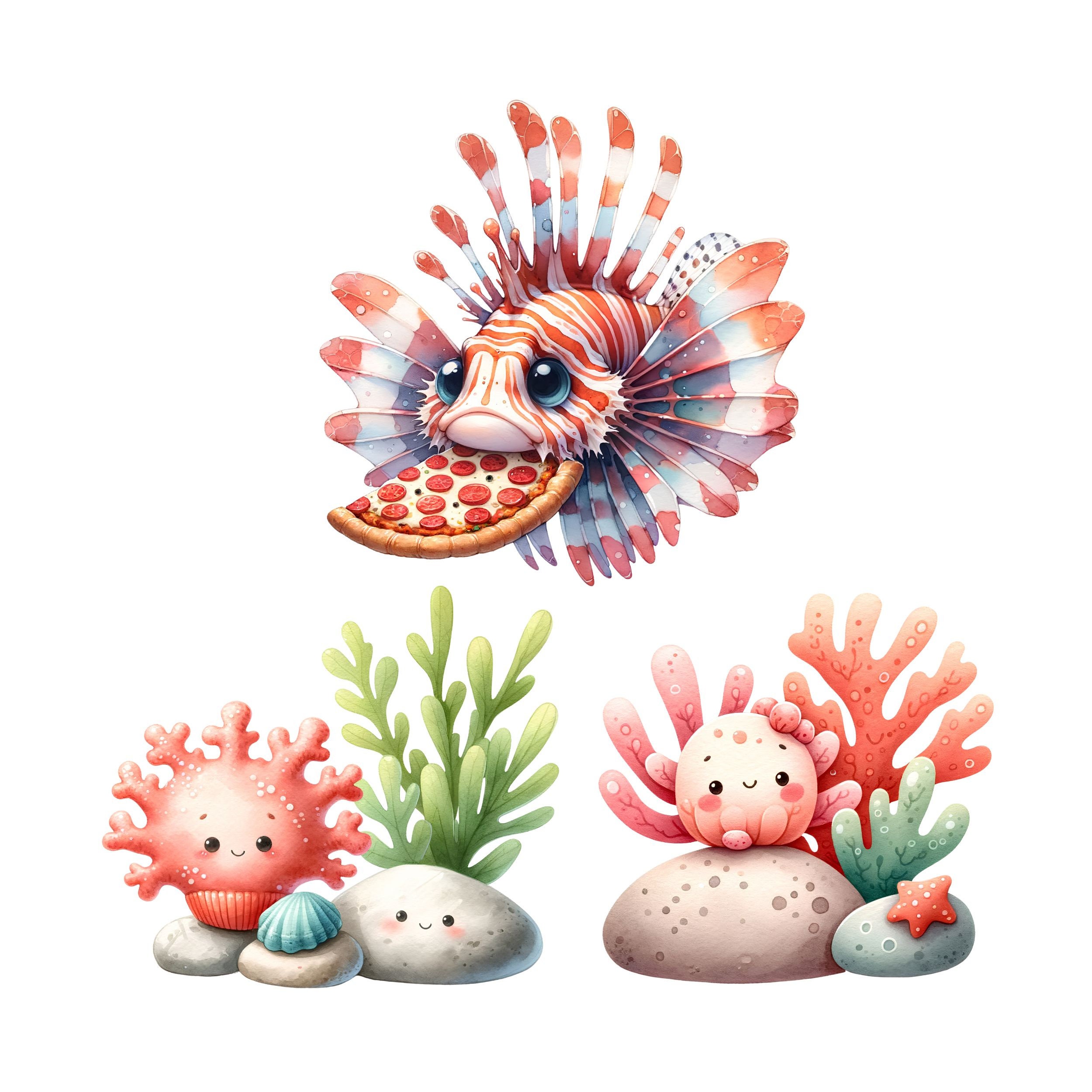 Cute Under the Sea Watercolor Cliparts Bundle, 30 PNG, Nursery Decor ...