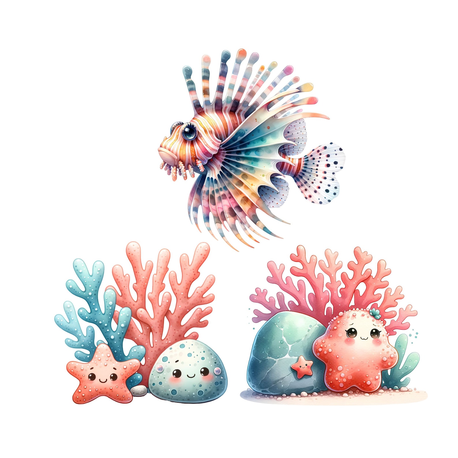 Cute Under the Sea Watercolor Cliparts Bundle, 30 PNG, Nursery Decor ...