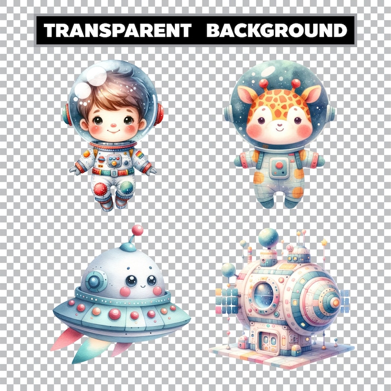 Cute Space Watercolor Clipart Bundle, Outer Space Clipart, Galaxy ...