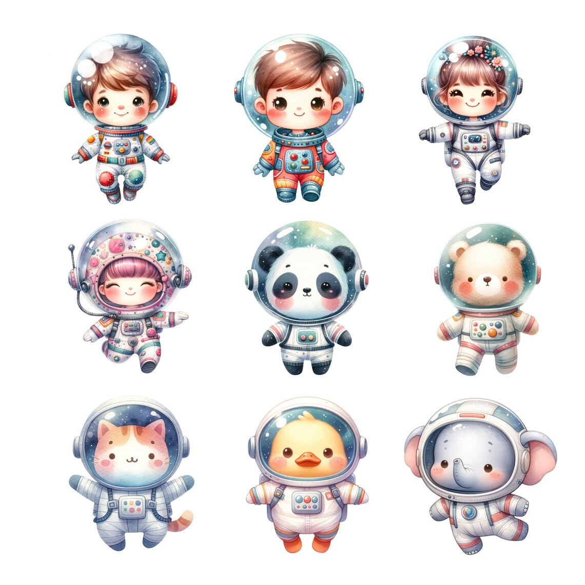 Cute Space Watercolor Clipart Bundle, Outer Space Clipart, Galaxy ...