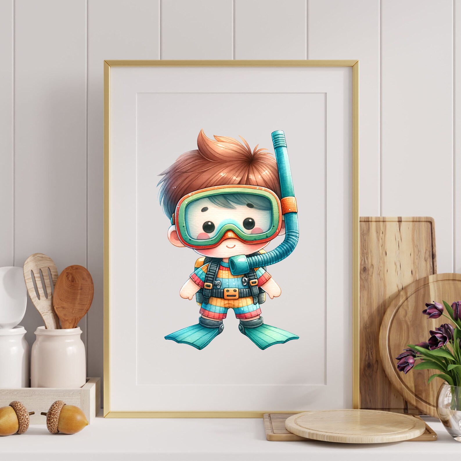 Cute Under the Sea Watercolor Cliparts Bundle, 60 PNG, Nursery Decor ...
