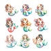 Cute Mermaid Watercolor Cliparts Bundle, 70 PNG, Mermaid Cliparts ...