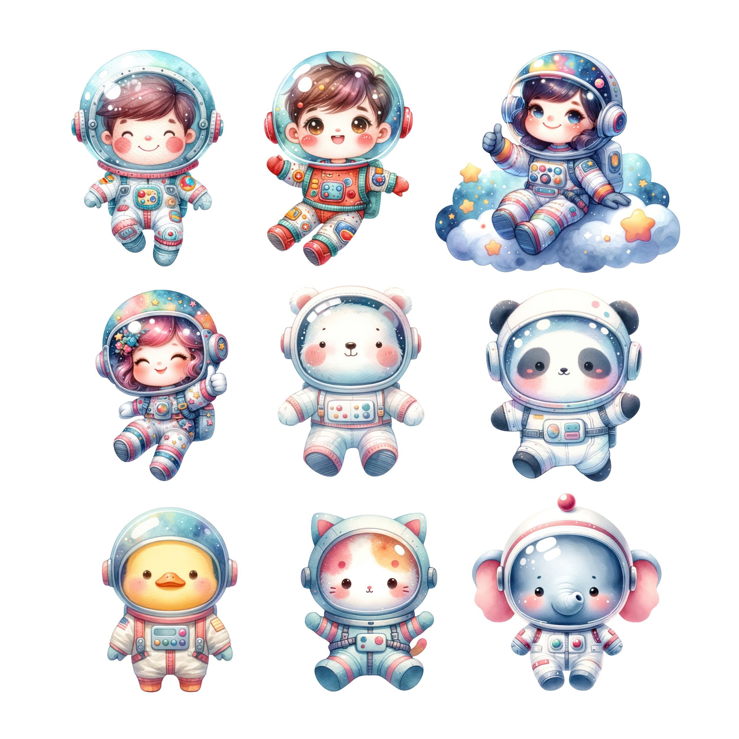 Cute Space Watercolor Clipart Bundle, Outer Space Clipart, Galaxy ...