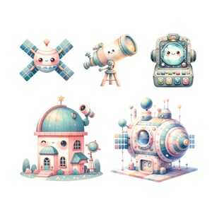 Cute Space Watercolor Clipart Bundle, Outer Space Clipart, Galaxy ...