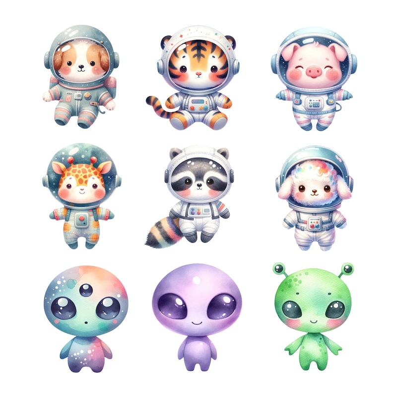 Cute Space Watercolor Clipart Bundle, Outer Space Clipart, Galaxy ...