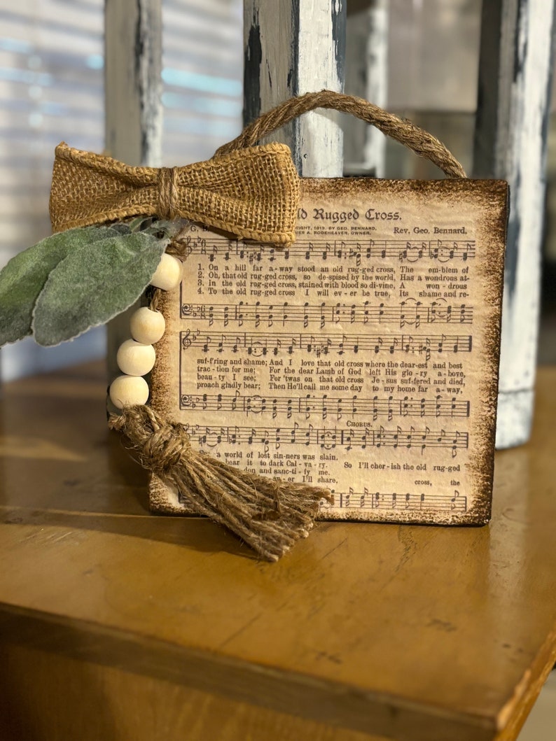 Unique Sheet Music Gift. Square Handmade Wooden Decoration. Perfect for ...