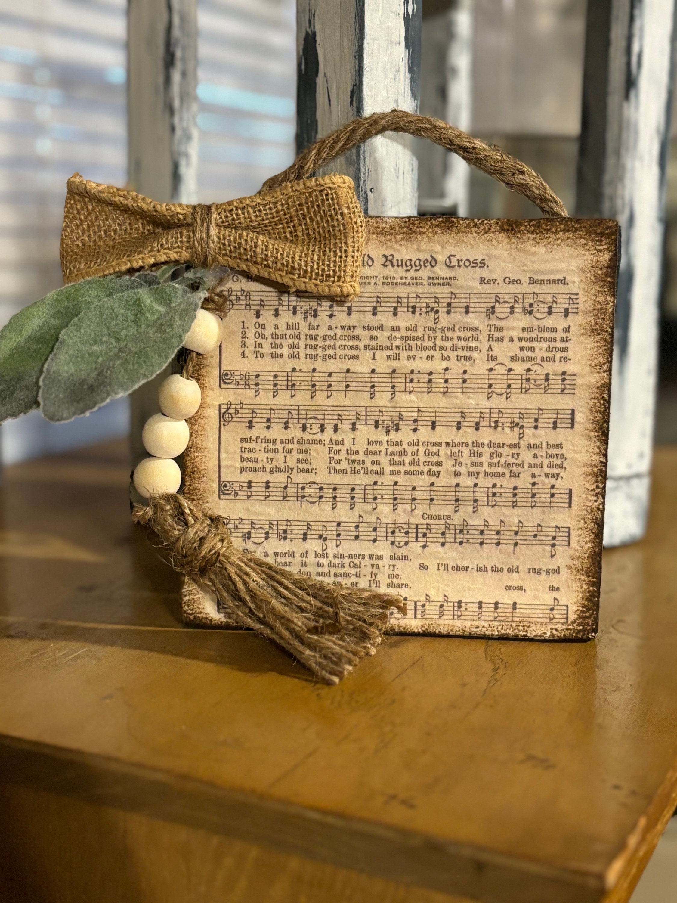 Unique Sheet Music Gift. Square Handmade Wooden Decoration. Perfect for ...