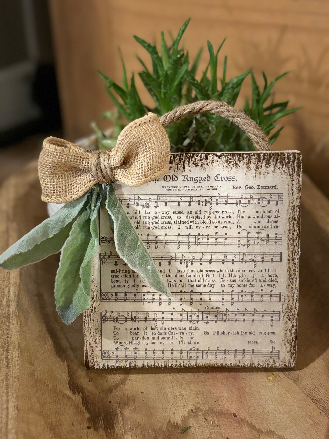 Unique Sheet Music Gift. Square Handmade Wooden Decoration. Perfect for ...