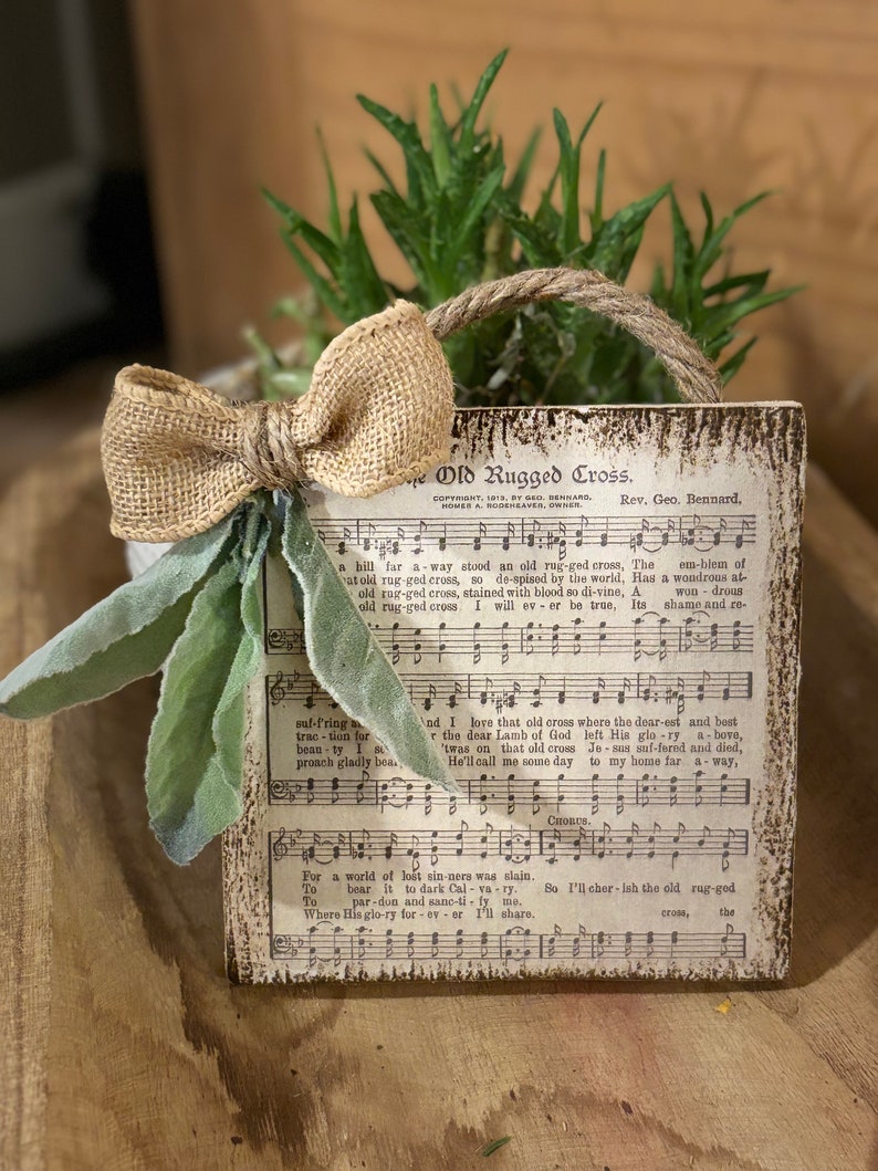 Unique Sheet Music Gift. Square Handmade Wooden Decoration. Perfect for ...
