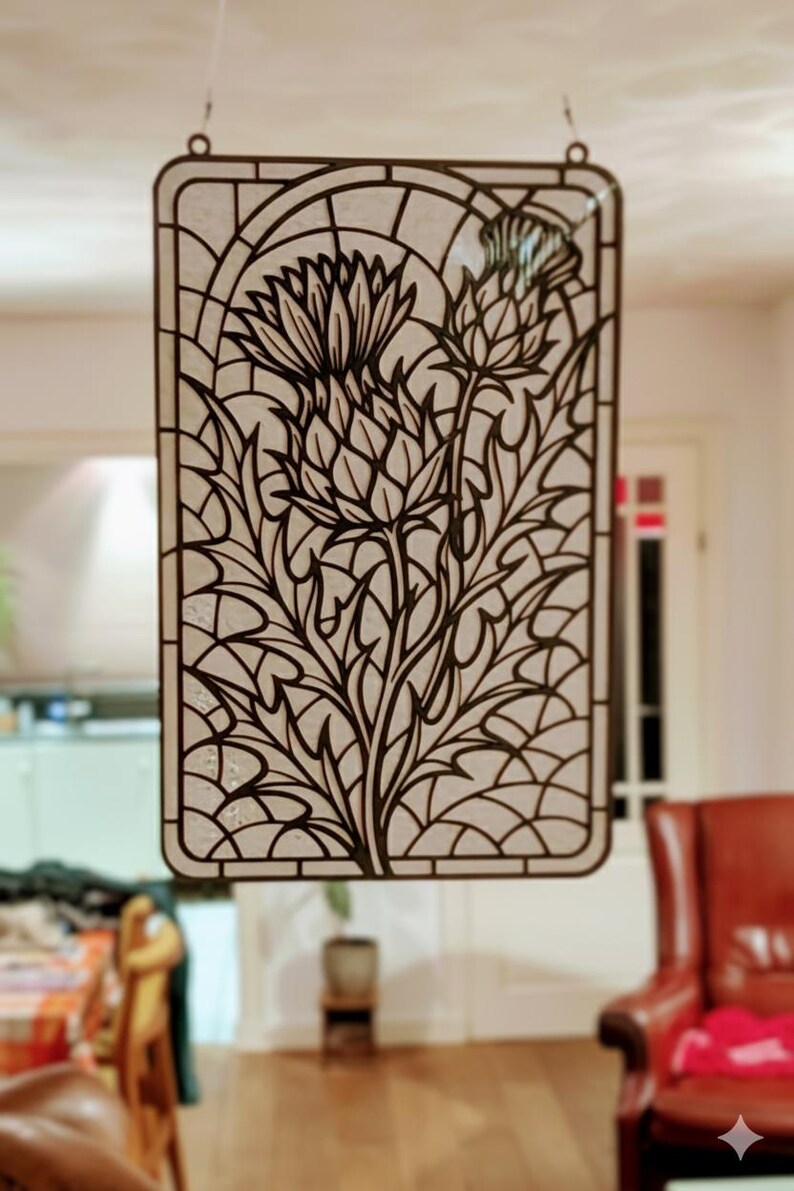 Floral Window Hanger Thistle SVG, DXF, STL - Landscape, Digital Laser ...