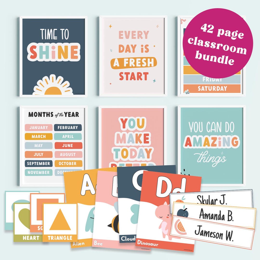Colorful Classroom Decor Bundle - Etsy