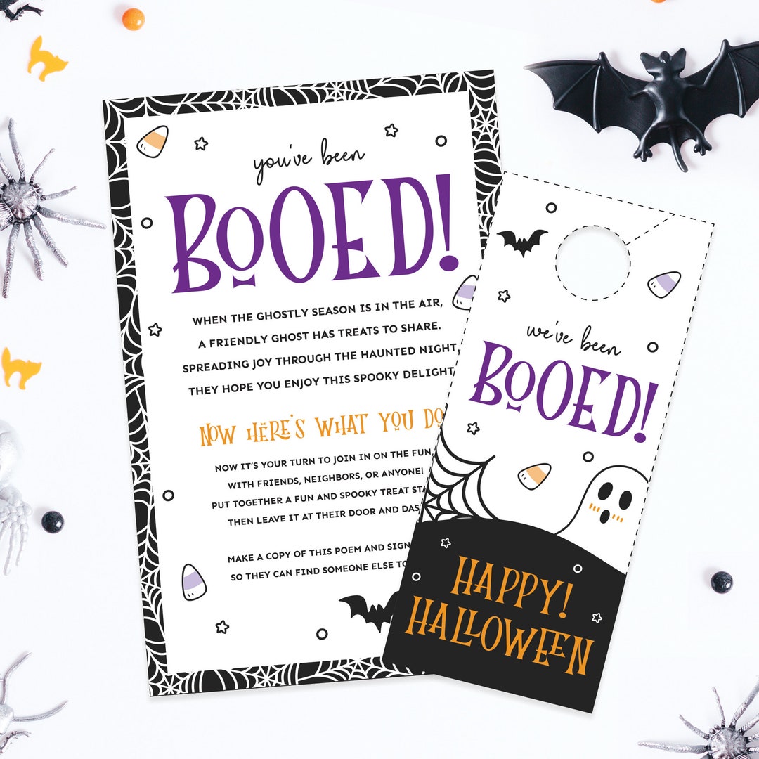 Printable You've Been Booed Sign and Door Tag - Etsy