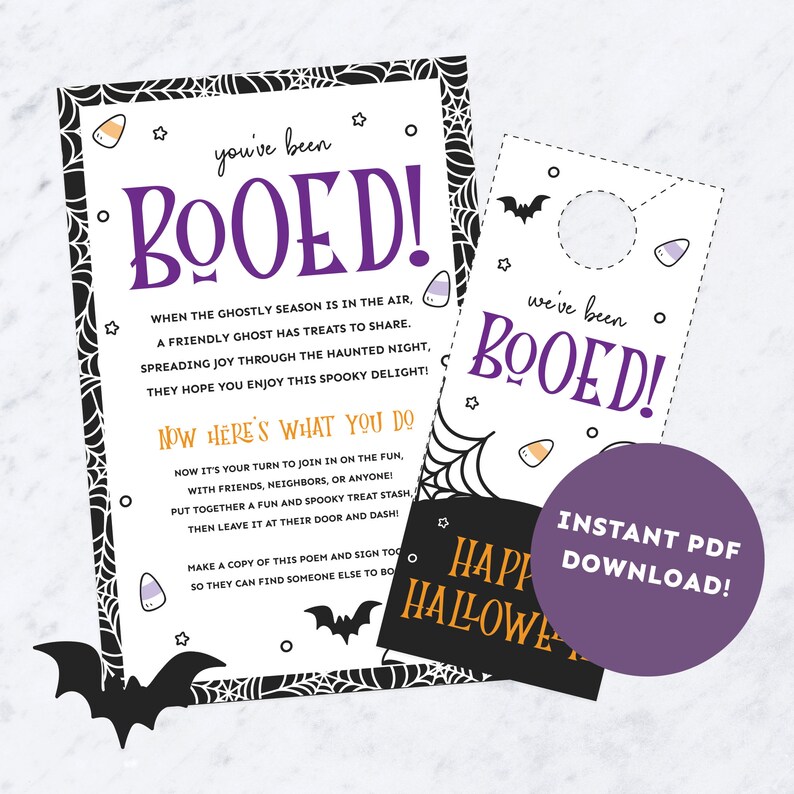 Printable You've Been Booed Sign and Door Tag - Etsy