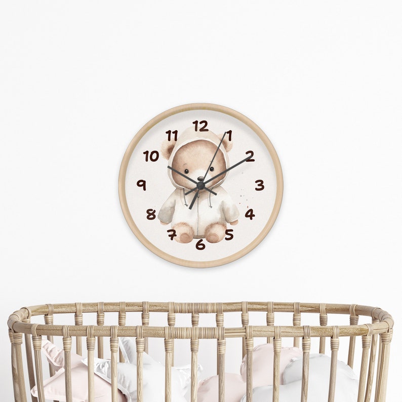Nutural Nursery Wall Clock, Teddy Bear Clock, Cute Teddy Decor, Kids ...