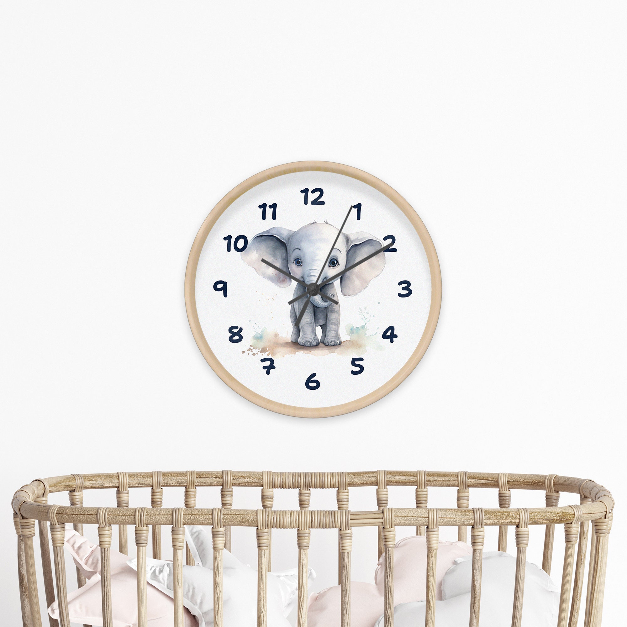 Elephant Nursery Clock, Nursery Wall Clock, Safari Nursery, Childrens ...