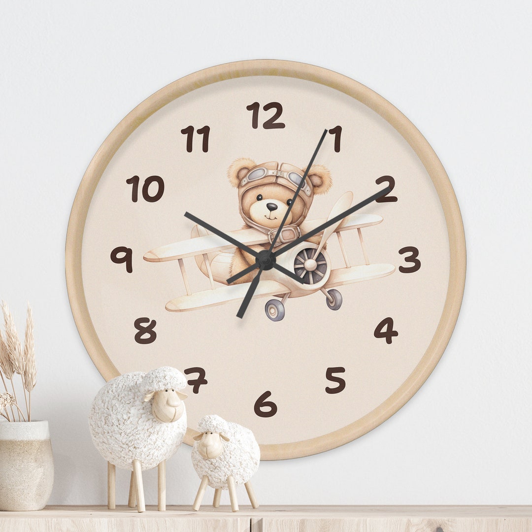 Teddy Bear Wall Clock, Kids Wall Clock, Nursery Decor Gift, Nursery ...