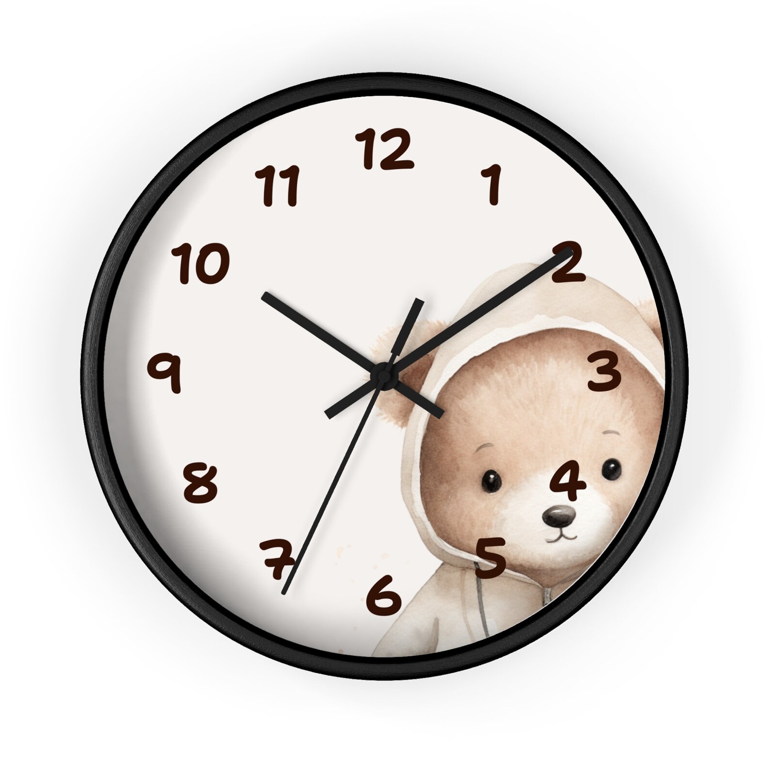 Teddy Bear Peakaboo Nursery Wall Clock, Teddy Bear With Hoodie ...