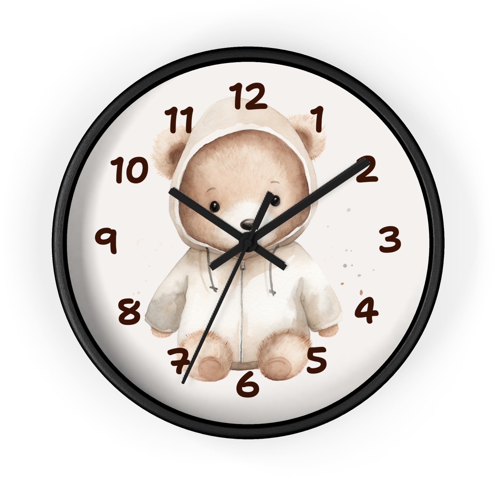 Nutural Nursery Wall Clock, Teddy Bear Clock, Cute Teddy Decor, Kids ...