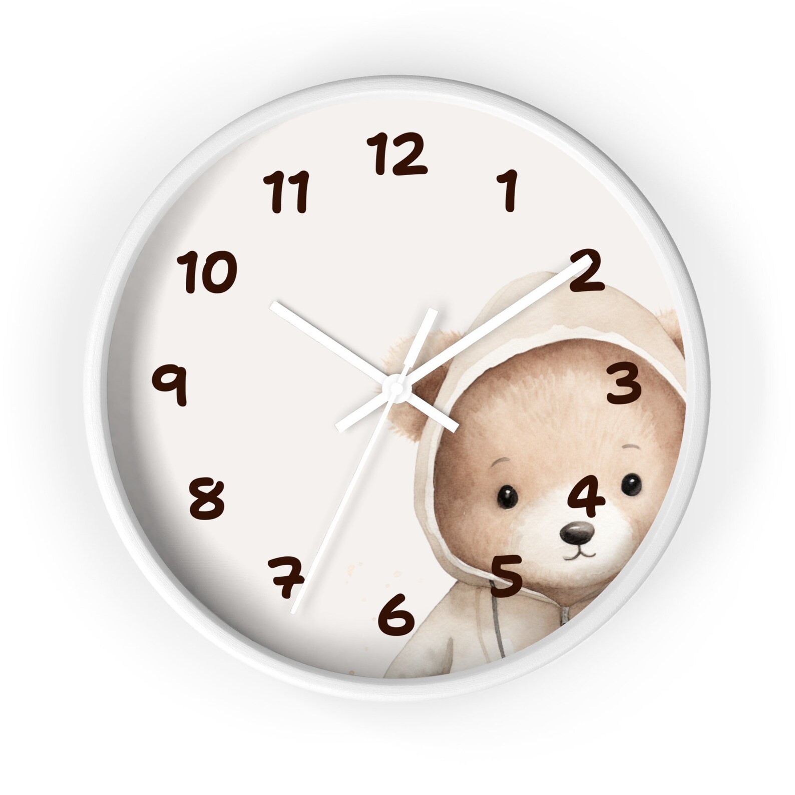 Teddy Bear Peakaboo Nursery Wall Clock, Teddy Bear With Hoodie ...