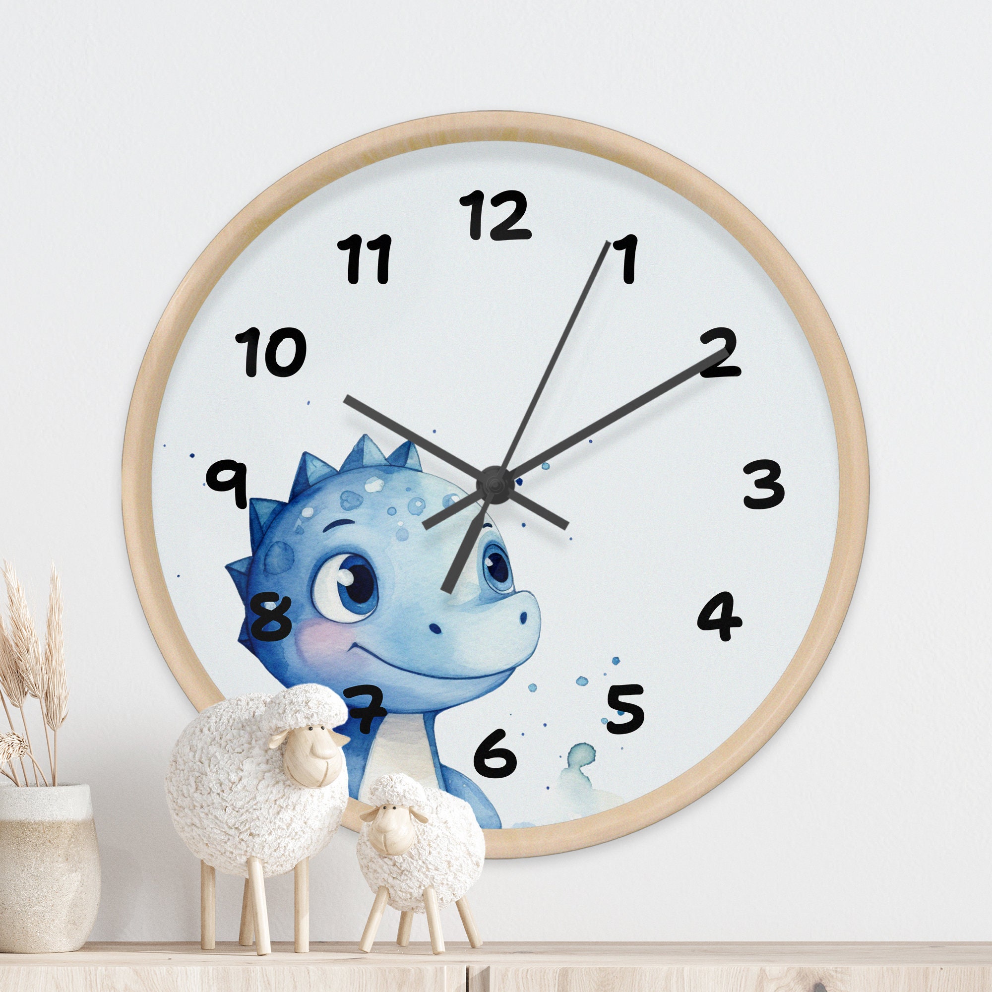 Cute Peakaboo Dinosaur Clock, Fun Dinosaur Wall Clocks, Gift for Kids ...