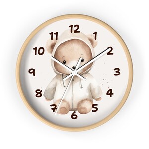 Nutural Nursery Wall Clock, Teddy Bear Clock, Cute Teddy Decor, Kids ...