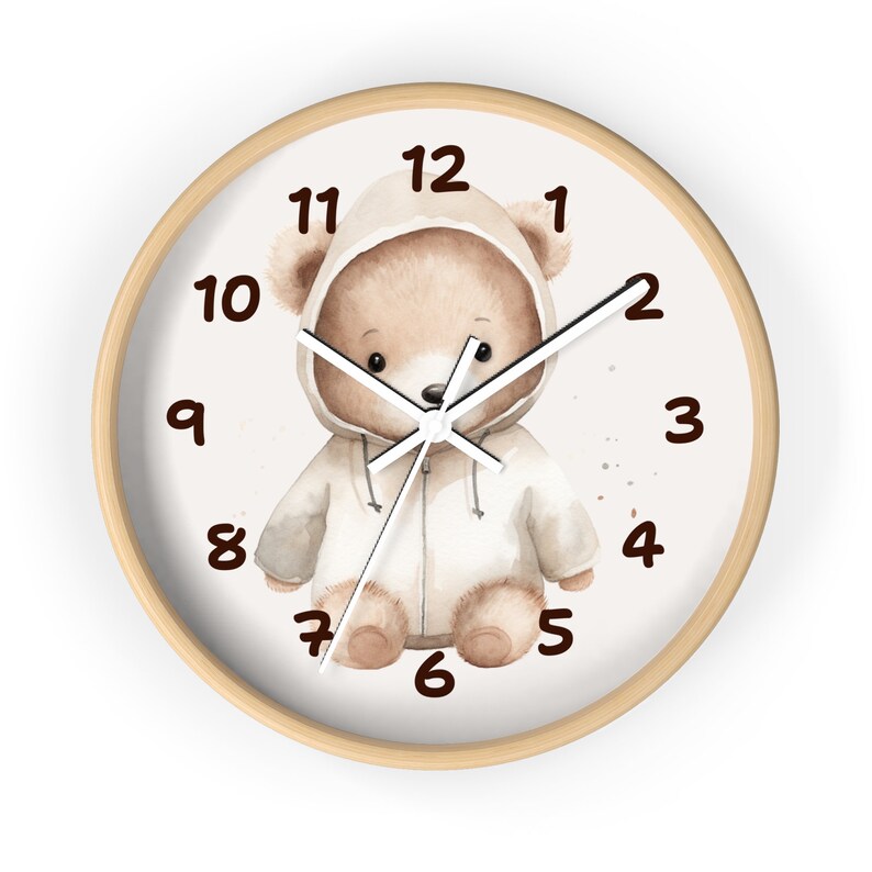 Nutural Nursery Wall Clock, Teddy Bear Clock, Cute Teddy Decor, Kids ...