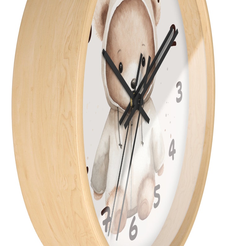 Nutural Nursery Wall Clock, Teddy Bear Clock, Cute Teddy Decor, Kids ...