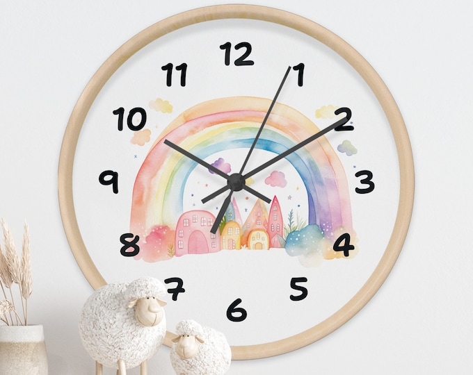 Rainbow WALL CLOCK Pastel Colors, Pastel Nursery Decor, Kids Room Decor ...