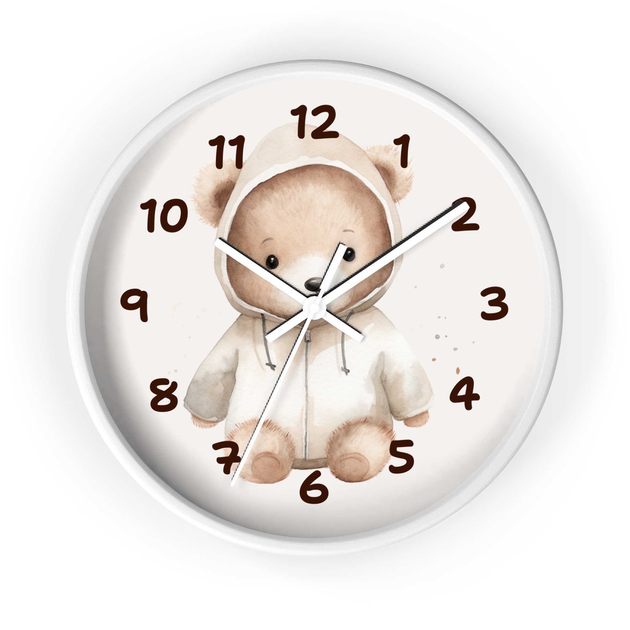 Nutural Nursery Wall Clock, Teddy Bear Clock, Cute Teddy Decor, Kids ...