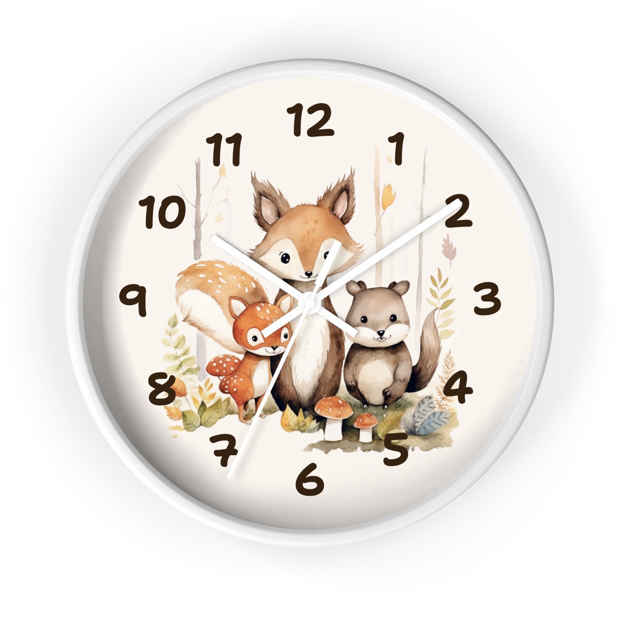Woodland Nursery Wall Clock, Kids Clock, Woodland Theme Decor, Fox ...