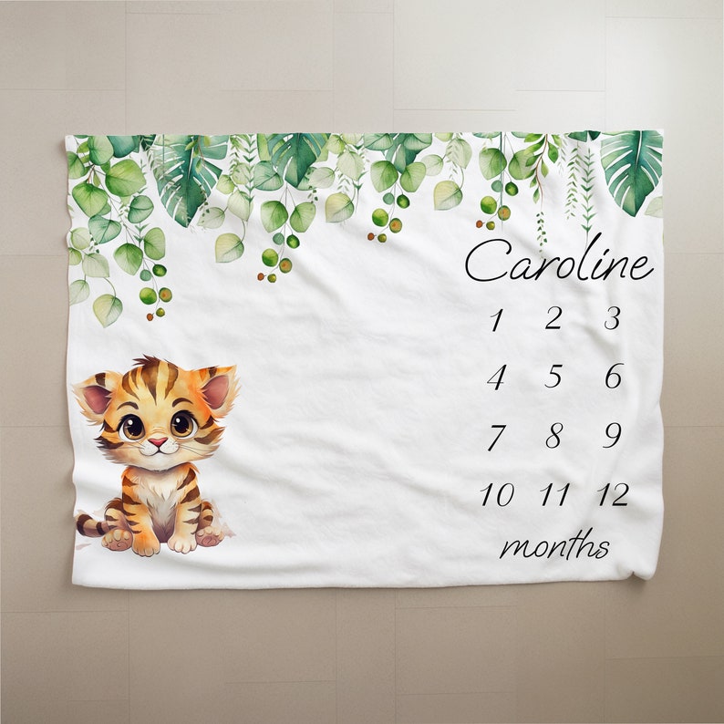 Tiger Milestone Blanket, Milestone Blanket Baby, Jungle Nursery, Safari ...