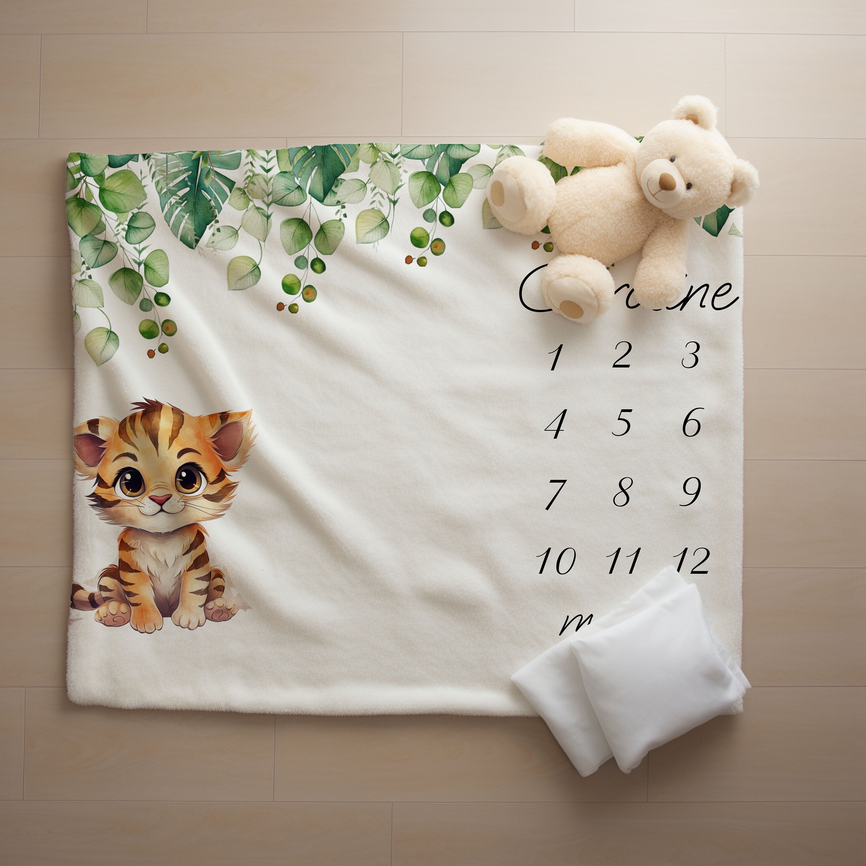 Tiger Milestone Blanket, Milestone Blanket Baby, Jungle Nursery, Safari ...