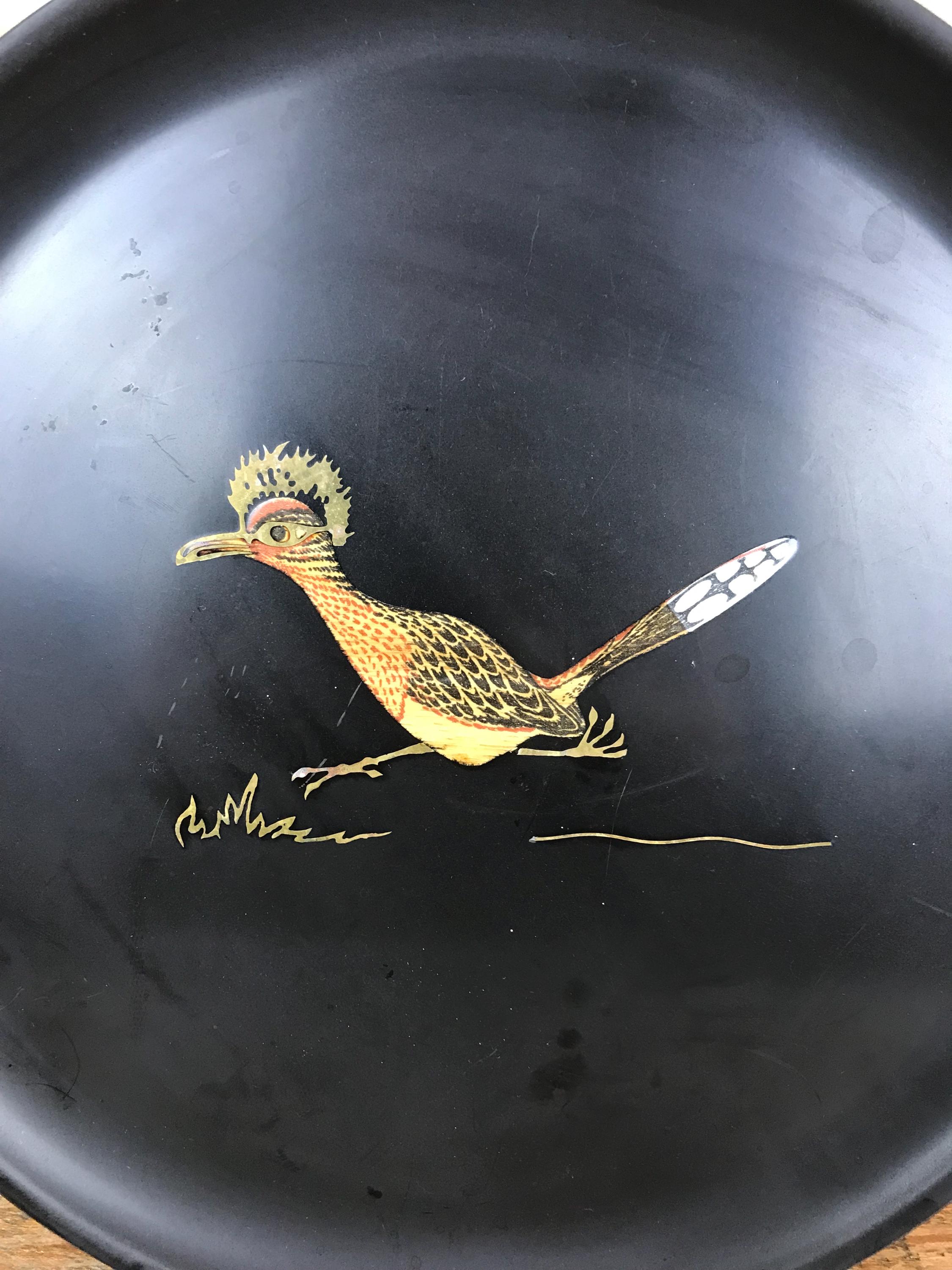 Couroc of Monterey Roadrunner Inlayed Resin Tray Dish EUC 10.5" - Etsy