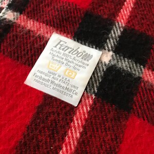 Faribo Stadium Blanket Red Black Plaid Fringe Faribault Woolen Mill Co ...