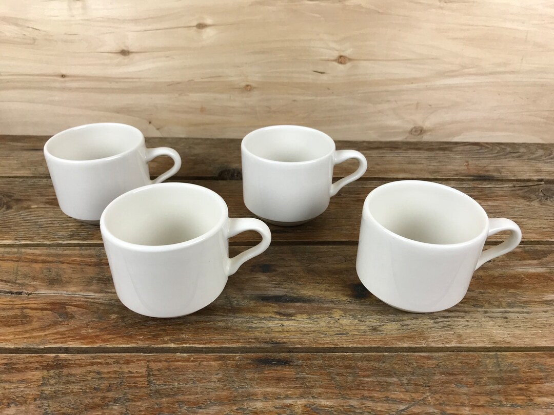 Set of 4 Oneida Class China White Coffee Mugs Tea Cups Restaurant Ware ...